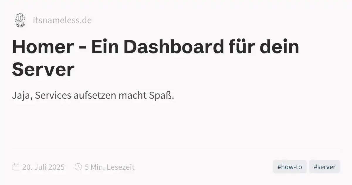 Homer - Ein Dashboard für dein Server